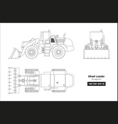 Outline drawing wheel loader Royalty Free Vector Image