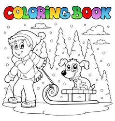 Coloring book winter theme 1 Royalty Free Vector Image