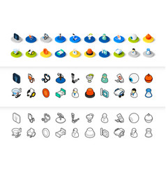 Set of icons in different style - isometric flat Vector Image