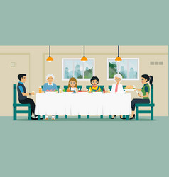 Family meal mother pours Royalty Free Vector Image