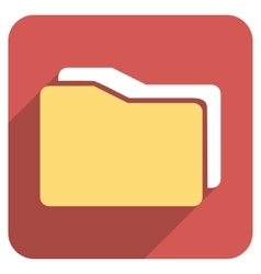 Folders flat rounded square icon with long shadow Vector Image