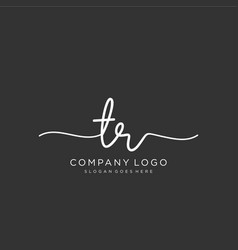 Tr initial handwriting logo with rectangle Vector Image
