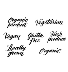 Eco organic food logo gluten free hand lettering Vector Image
