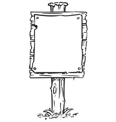 Doodle drawing two empty or blank wooden sign Vector Image