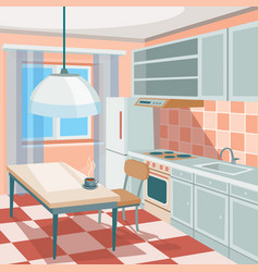 Cartoon kitchen counter with appliances Royalty Free Vector