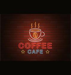 Glowing neon signboard coffee cafe isolated on Vector Image