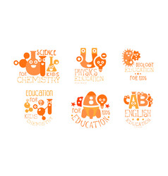 Science for kids logo set english physics math Vector Image