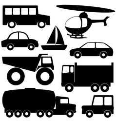 Set 2 of different transport silhouettes Vector Image