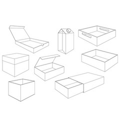 Boxes outline drawings collection of packages Vector Image