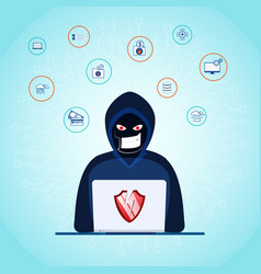 Thief hacker stealing sensitive data as passwords Vector Image