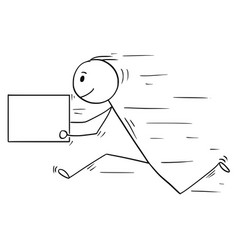 Cartoon keen or eager man running fast Royalty Free Vector
