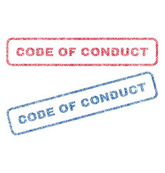 Code conduct textile stamps Royalty Free Vector Image