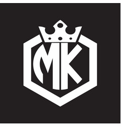 Mk logo monogram rounded hexagon shape Royalty Free Vector