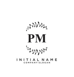 Pm initial handwriting logo design Royalty Free Vector Image