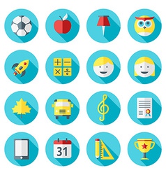 School icons flat design set Royalty Free Vector Image