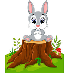 Cartoon rabbit sleeping under tree Royalty Free Vector Image
