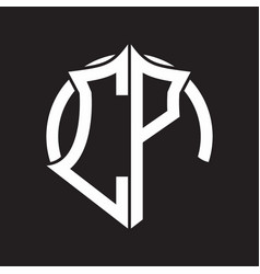 Cp logo monogram with shield shape isolated blue Vector Image