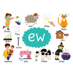 U-e digraph spelling rule educational poster Vector Image
