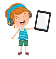 Kid using technology Royalty Free Vector Image