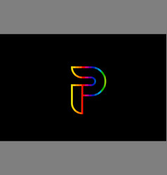 Pw p w rainbow colored alphabet letter logo Vector Image