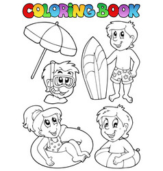 Coloring book with summer theme 1 Royalty Free Vector Image