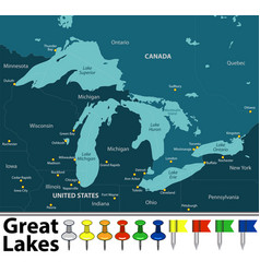 Map great lakes Royalty Free Vector Image - VectorStock