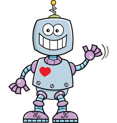 Cartoon smiling mechanical robot Royalty Free Vector Image