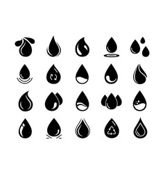 Water drop shape black drops set Royalty Free Vector Image