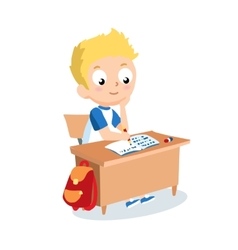 School children at a desk Royalty Free Vector Image