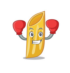 Boxing penne pasta character cartoon Royalty Free Vector