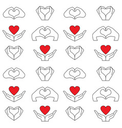 Hand and heart pattern Royalty Free Vector Image