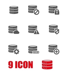 Grey database icon set Royalty Free Vector Image