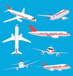 Set aircraft of comic style colorful icons Vector Image
