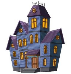 Cartoon scary halloween house with funny ghosts Vector Image