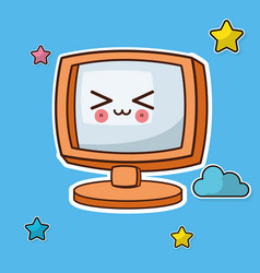 Computer monitor hardware cute kawaii cartoon Vector Image