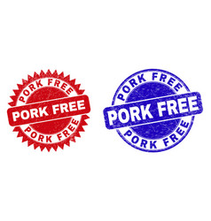 Pork free rounded and rosette stamp seals Vector Image