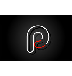 Grunge white red black alphabet letter p logo Vector Image
