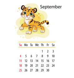 Tiger wall calendar design template for january Vector Image