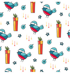 Christmas linear symbols seamless pattern Vector Image