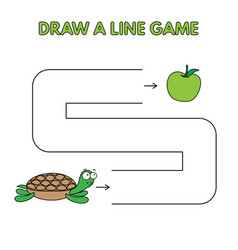 Cartoon turtle draw a line game for kids Vector Image
