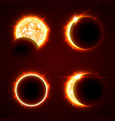 Total solar eclipse realistic image Royalty Free Vector