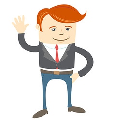 Cartoon businessman waving hand Royalty Free Vector Image