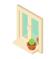 Window night icon cartoon style Royalty Free Vector Image