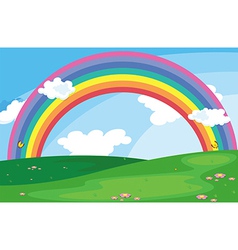 Fantastic landscape with rainbow Royalty Free Vector Image