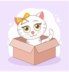 Cartoon cat pushing a box Royalty Free Vector Image
