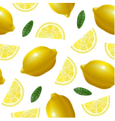 Realistic lemon splash flow with leaves Royalty Free Vector