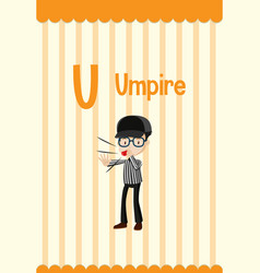 Alphabet flashcard with letter u for umpire Vector Image