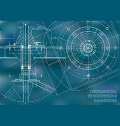 Mechanical engineering drawings blue background Vector Image
