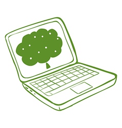 Kids with laptop under a tree Royalty Free Vector Image