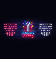 Happy birthday neon sign design template Vector Image